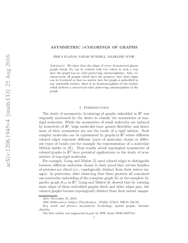 (PDF) Asymmetric 2‐colorings of graphs