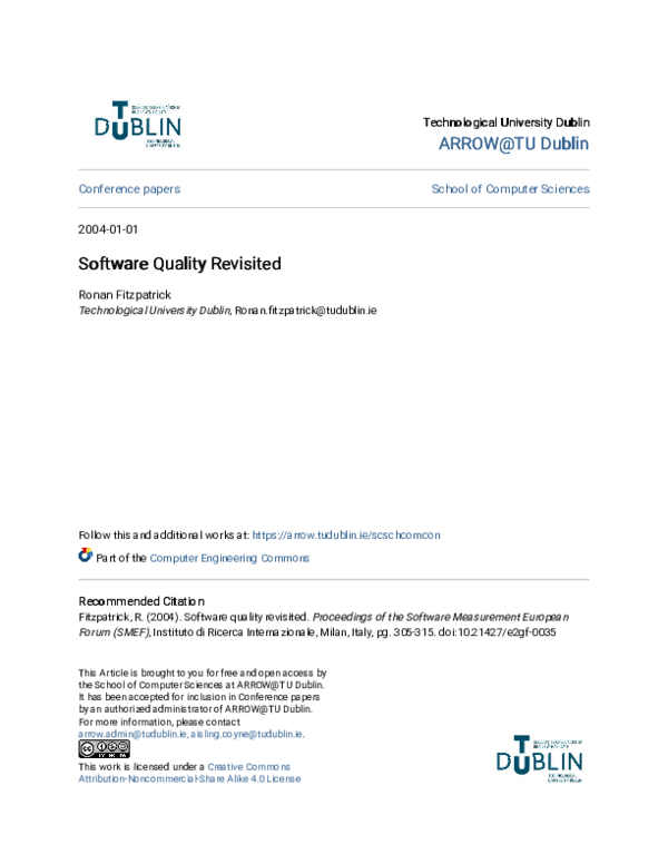 (PDF) Software quality revisited