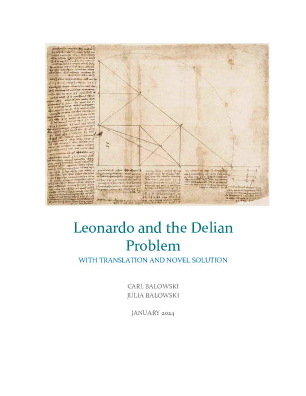 (PDF) Leonardo da Vinci and the Delian Problem. With Translation and ...