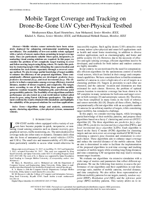 (PDF) Mobile Target Coverage and Tracking on Drone-Be-Gone UAV Cyber ...