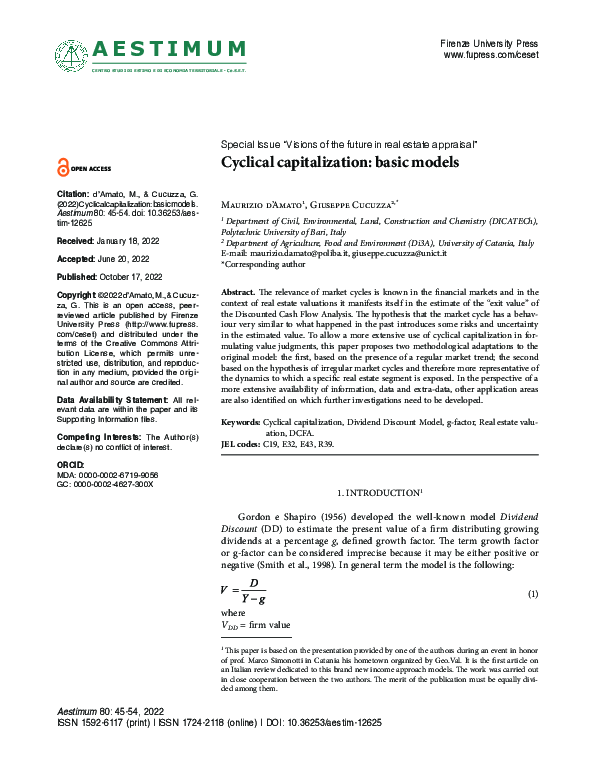 (PDF) Cyclical capitalization: basic models