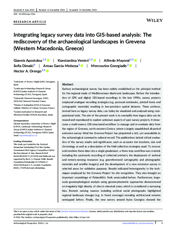 (PDF) Integrating legacy survey data into GIS-based analysis: The rediscovery of the ...
