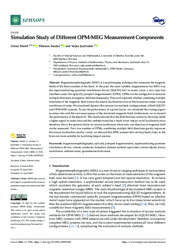 (PDF) Simulation Study of Different OPM-MEG Measurement Components