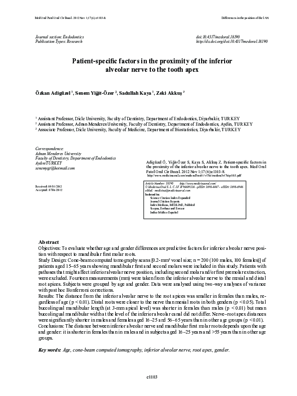 (PDF) Patient-specific factors in the proximity of the inferior ...