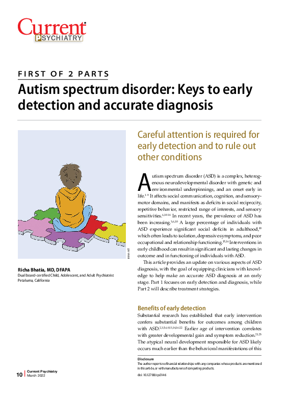(PDF) Autism spectrum disorder: Keys to early detection and accurate diagnosis