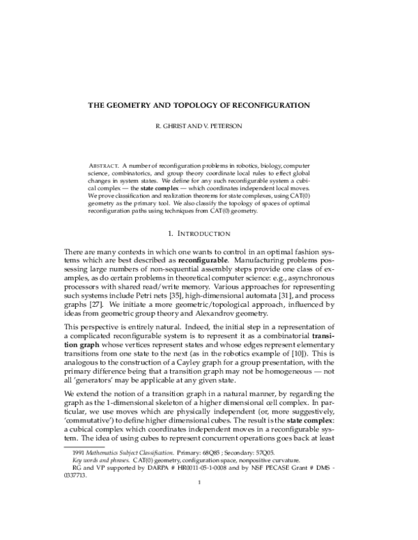 (PDF) The geometry and topology of reconfiguration