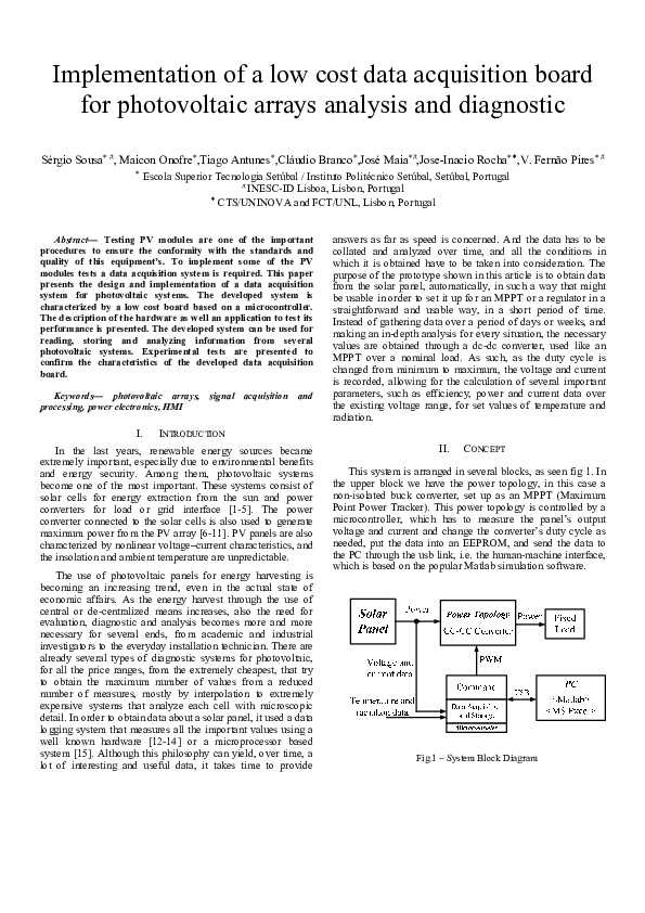 (PDF) Implementation of a low cost data acquisition board for photovoltaic arrays analysis and ...
