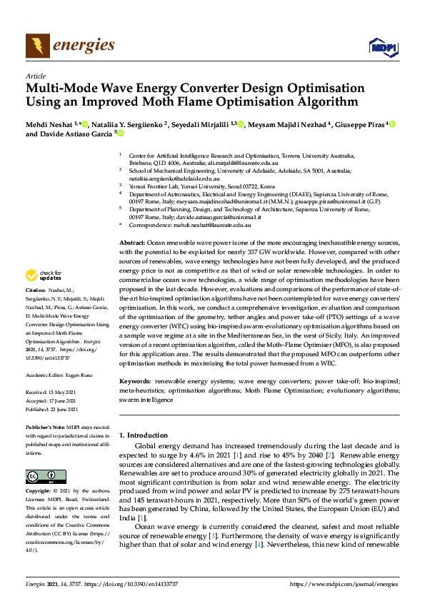 (PDF) Multi-Mode Wave Energy Converter Design Optimisation Using an Improved Moth Flame ...