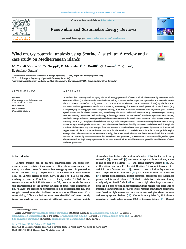 (PDF) Wind energy potential analysis using Sentinel-1 satellite: A ...