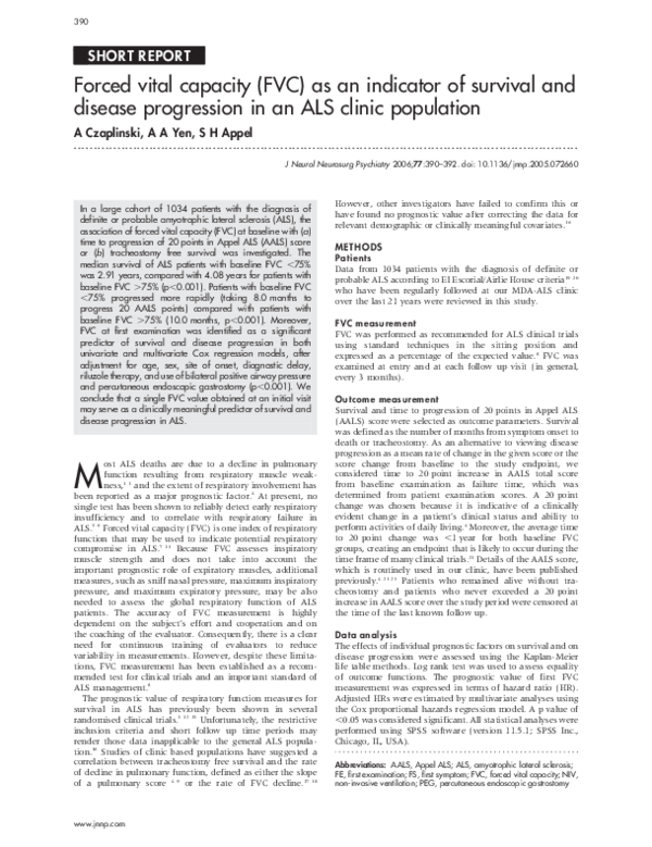 (PDF) Forced vital capacity (FVC) as an indicator of survival and ...