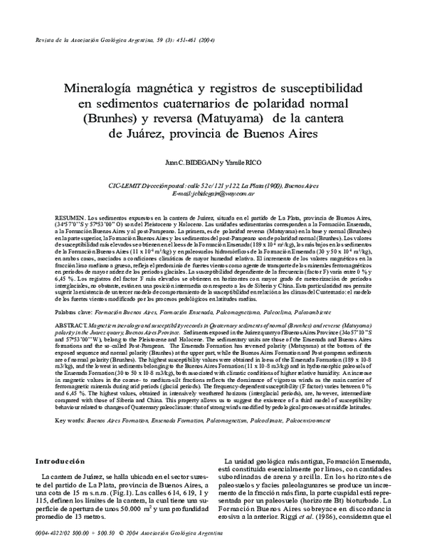 (PDF) Mineralogía magnética y registros de susceptibilidad en ...