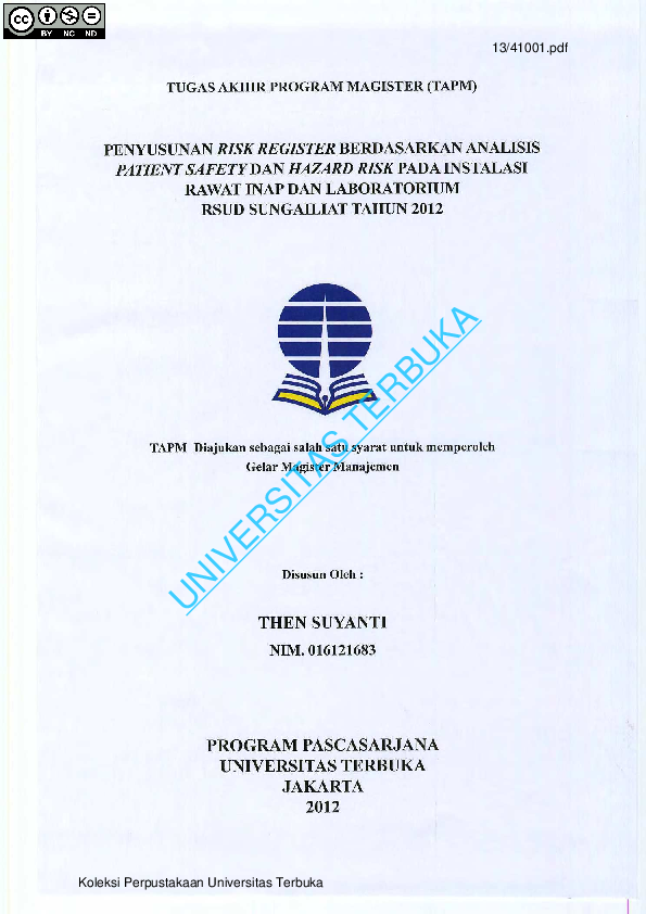 (PDF) Penyusunan Risk Register Berdasarkan Analisis Patient Safety dan ...