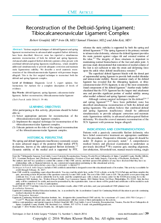 (PDF) Reconstruction of the Deltoid-Spring Ligament