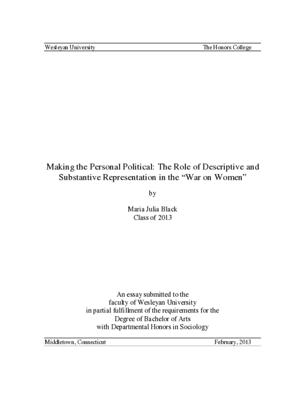 (PDF) Making the Personal Political: The Role of Descriptive and ...