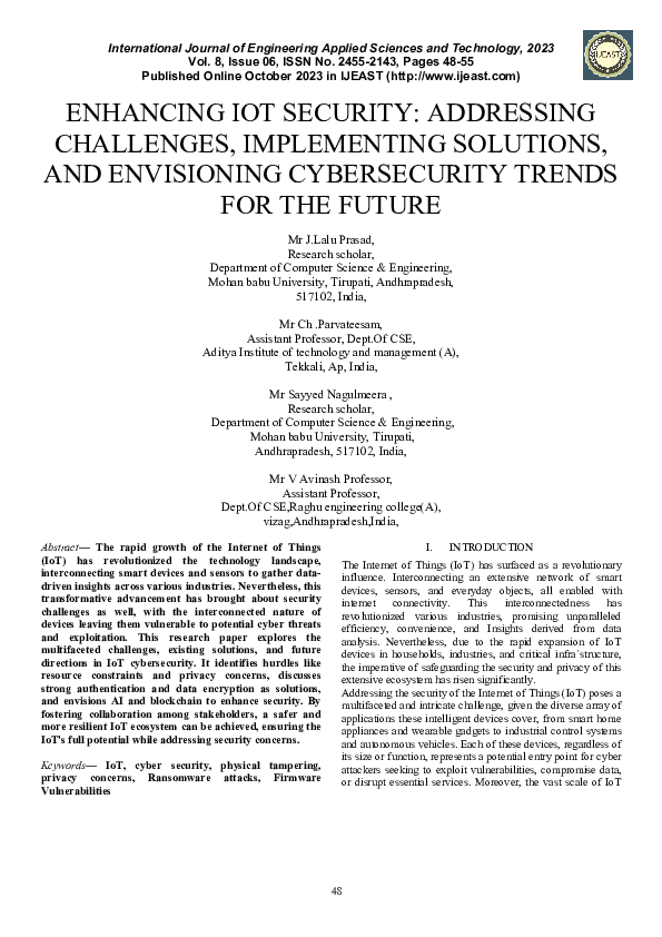 (PDF) ENHANCING IOT SECURITY: ADDRESSING CHALLENGES, IMPLEMENTING ...