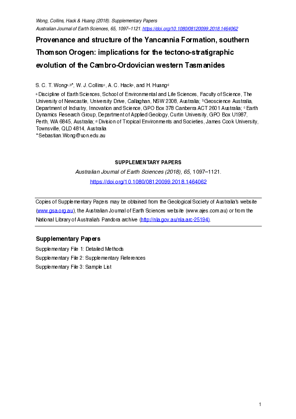 (PDF) Provenance and structure of the Yancannia Formation, southern ...