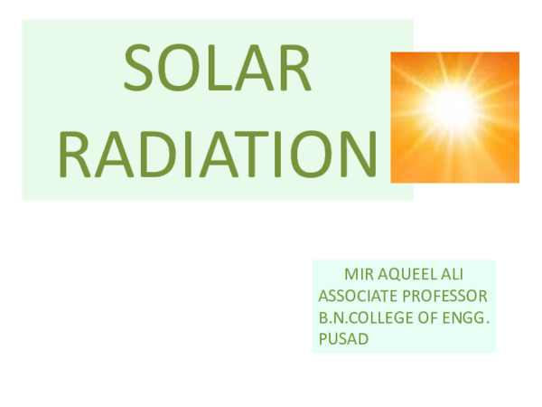 (PDF) SOLAR RADIATION PPT