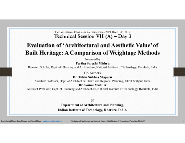 (PDF) Evaluation of ‘Architectural and Aesthetic Value’ of Built ...
