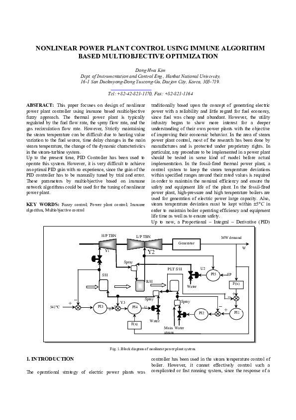 Pdf Nonlinear Power Plant Control Using Immune Algorithm Based Multiobjective Optimization 6136