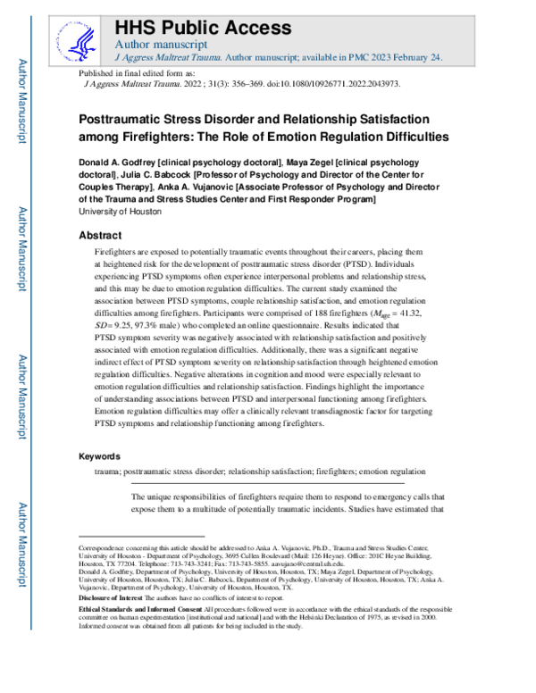 (PDF) Posttraumatic Stress Disorder and Relationship Satisfaction among ...