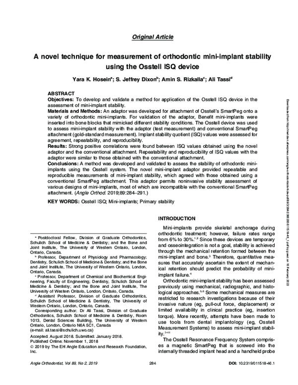 (PDF) A novel technique for measurement of orthodontic mini-implant ...