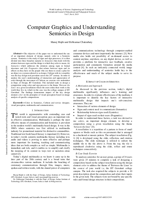 (PDF) Computer Graphics And Understanding Semiotics In Design