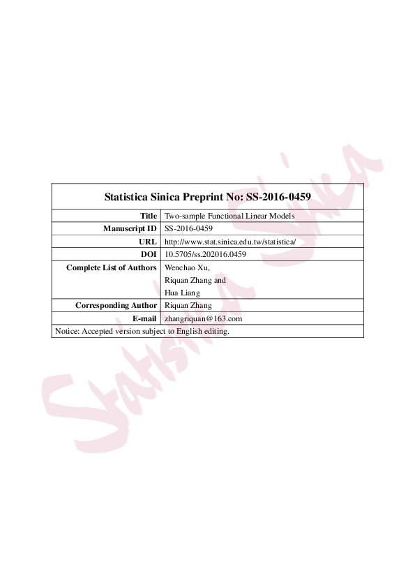 Pdf Two Sample Functional Linear Models