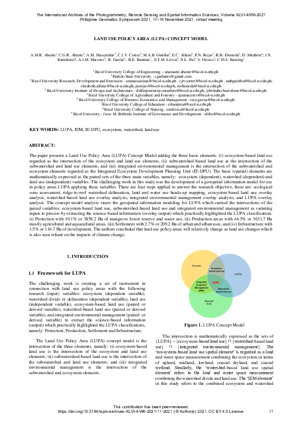 (PDF) Land Use Policy Area (Lupa) Concept Model