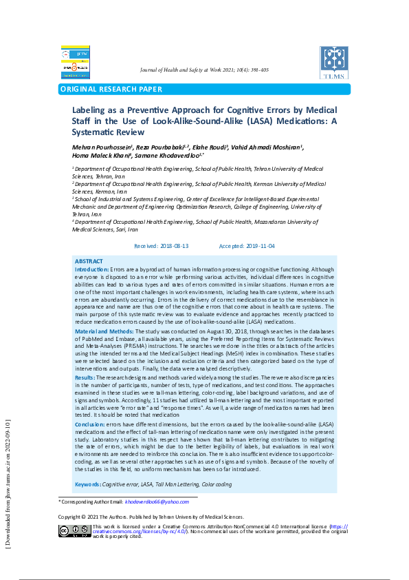 (PDF) Labeling as a Preventive Approach for Cognitive Errors by Medical ...