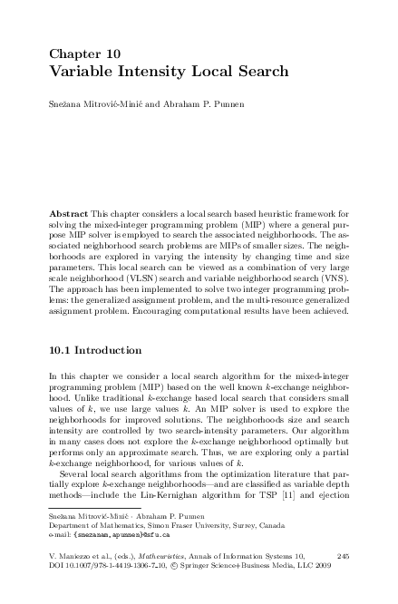 (PDF) Variable Intensity Local Search
