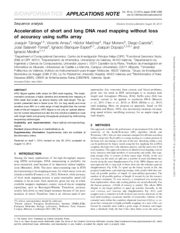 (PDF) Acceleration of short and long DNA read mapping without loss of ...