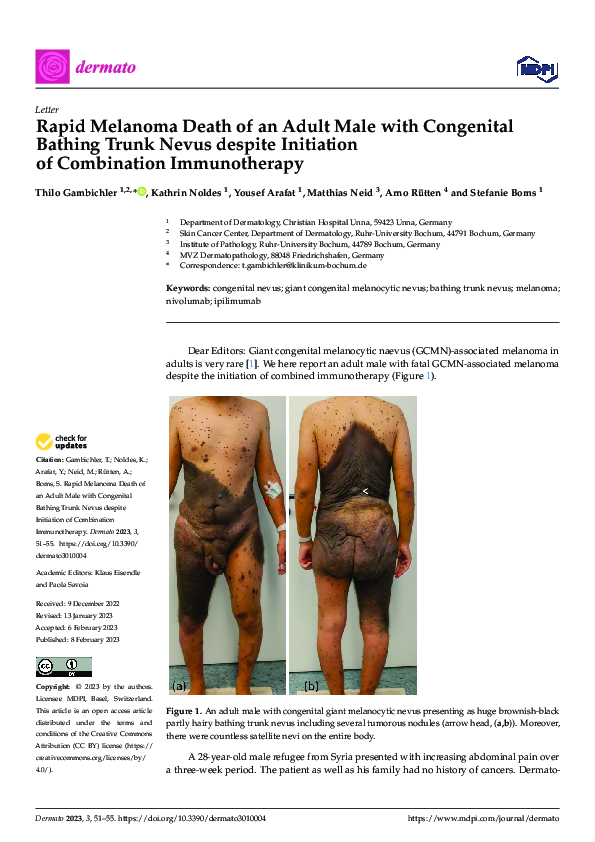 (PDF) Rapid Melanoma Death of an Adult Male with Congenital Bathing ...