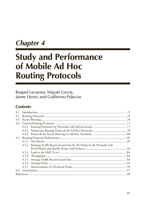 (PDF) Study and Performance of Mobile Ad Hoc Routing Protocols