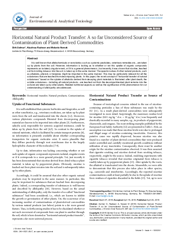 (PDF) Horizontal Natural Product Transfer: A so far Unconsidered Source ...