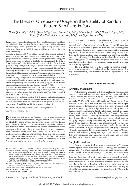 (PDF) The Effect of Omeprazole Usage on the Viability of Random Pattern ...