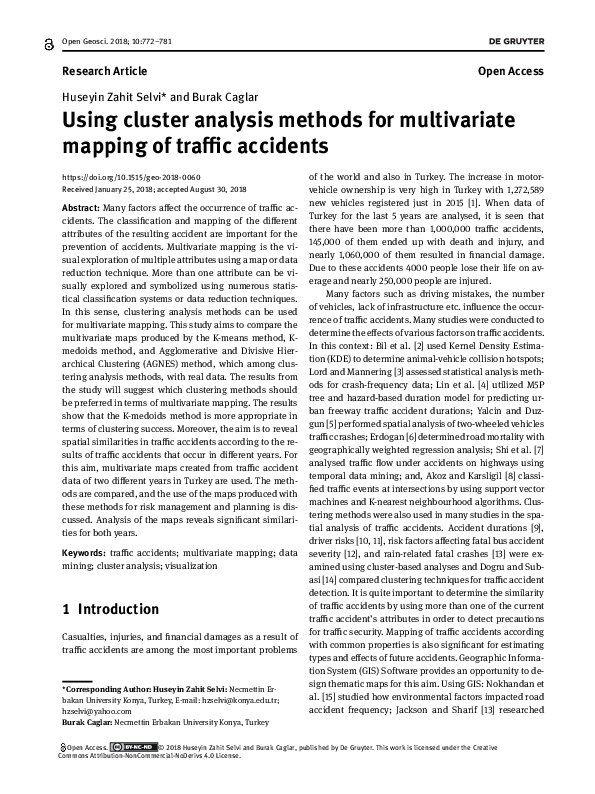 (PDF) Using cluster analysis methods for multivariate mapping of traffic accidents