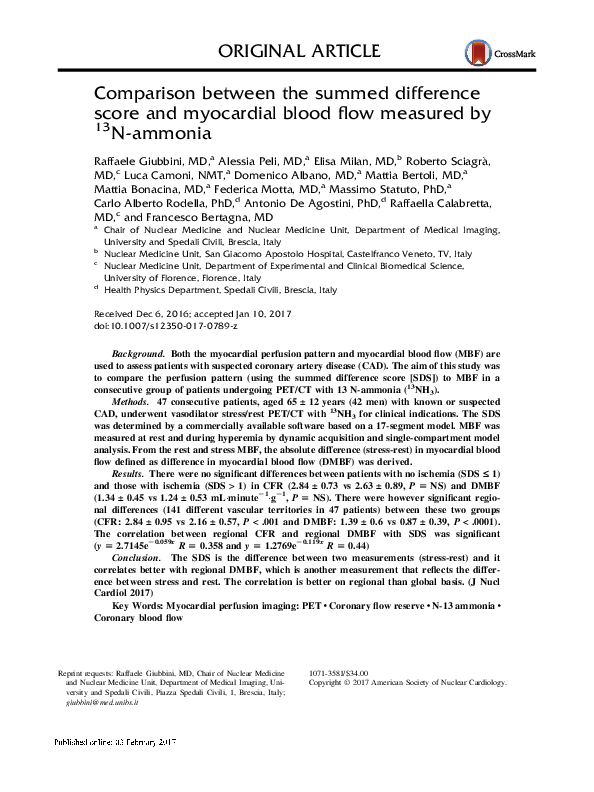 (PDF) Comparison between the summed difference score and myocardial ...