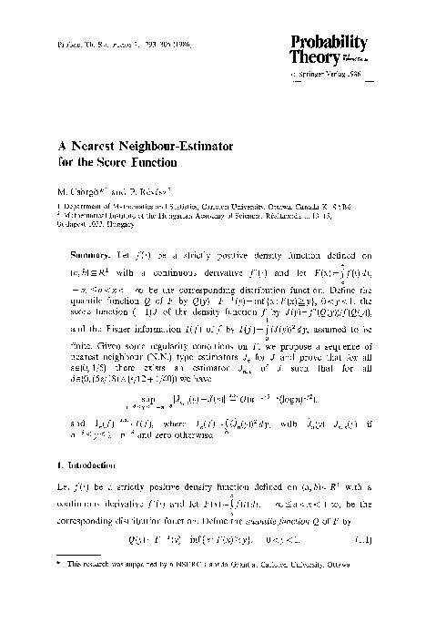 (PDF) A nearest neighbour-estimator for the score function