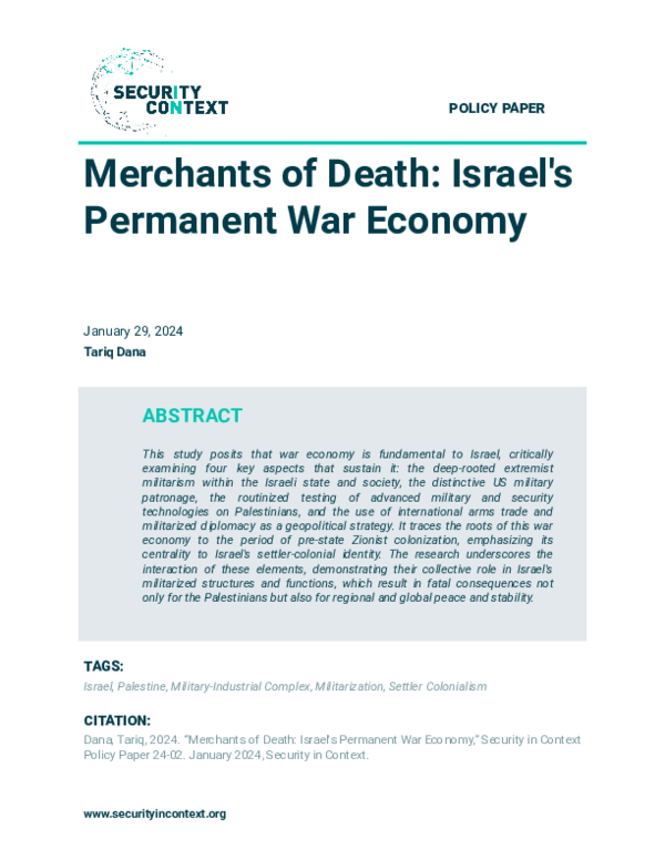 (PDF) Merchants of Death: Israel's Permanent War Economy