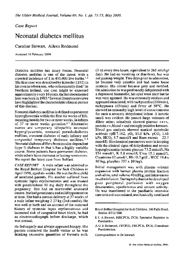 (PDF) Neonatal Diabetes Mellitus | Harry Dorchy - Academia.edu