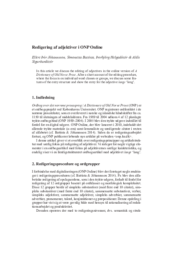 (PDF) Redigering af adjektiver i ONP Online