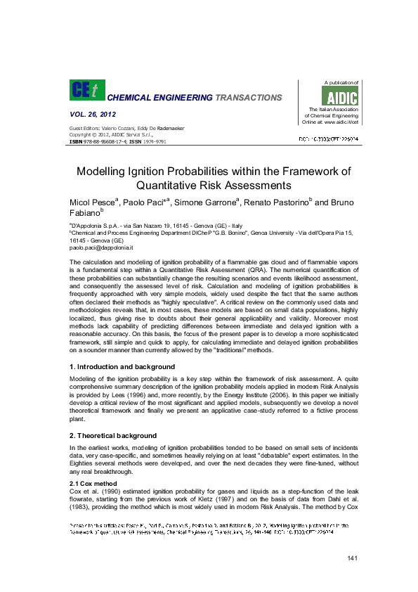 (PDF) Modelling Ignition Probabilities within the Framework of ...