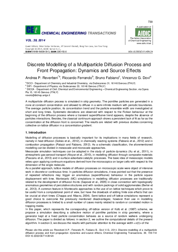 (PDF) Discrete Modelling of a Multiparticle Diffusion Process and Front Propagation: Dynamics ...