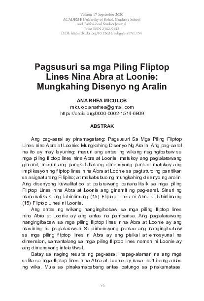 (PDF) Pagsusuri sa mga Piling Fliptop Lines Nina Abra at Loonie: Mungkahing Disenyo Ng Aralin