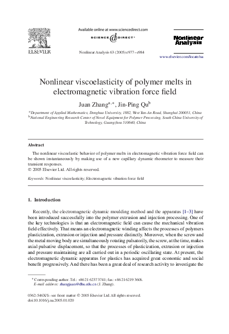 (PDF) Nonlinear viscoelasticity of polymer melts in different types of flow