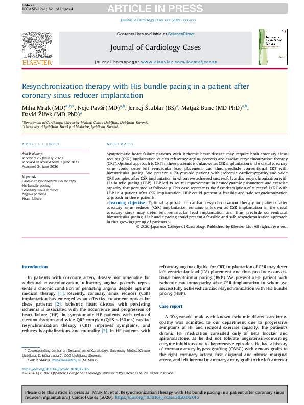 (PDF) Resynchronization therapy with His bundle pacing in a patient ...