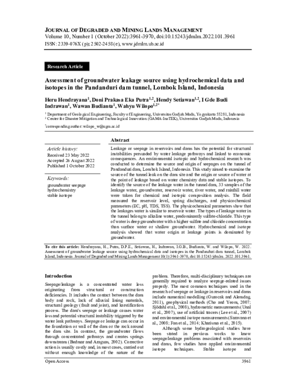 (PDF) Assessment of groundwater leakage source using hydrochemical data ...