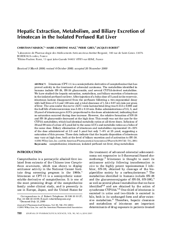 (PDF) Hepatic extraction, metabolism and biliary excretion of ...