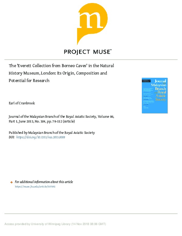 (PDF) The 'Everett Collection from Borneo Caves' in the Natural History ...