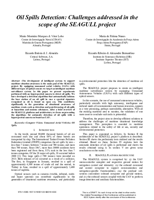 (PDF) Oil spills detection: Challenges addressed in the scope of the ...